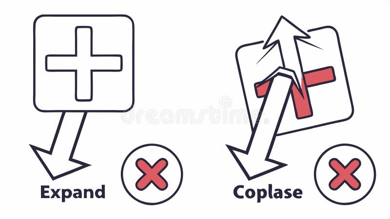 Expand and collapse icons stock vector. Illustration of feather - 109576119