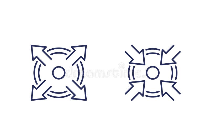 Expand, Extend and Reduce Line Icons Stock Vector - Illustration of ...