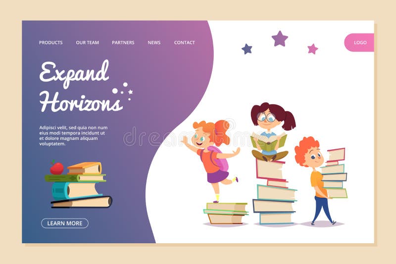 Expand Horizons Vector Concept. Reading Landing Page Template. Cartoon ... Expand Horizons Vector Concept. Reading Landing Page Template. Cartoon ...