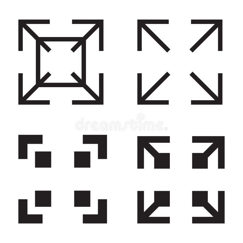 Expand To Full Screen or Full Screen - Line Art Vector Icon for Apps ...