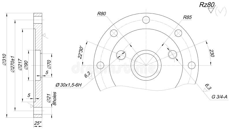 Expanded Bearing Sketch with Angle Degree Stock Vector - Illustration ...