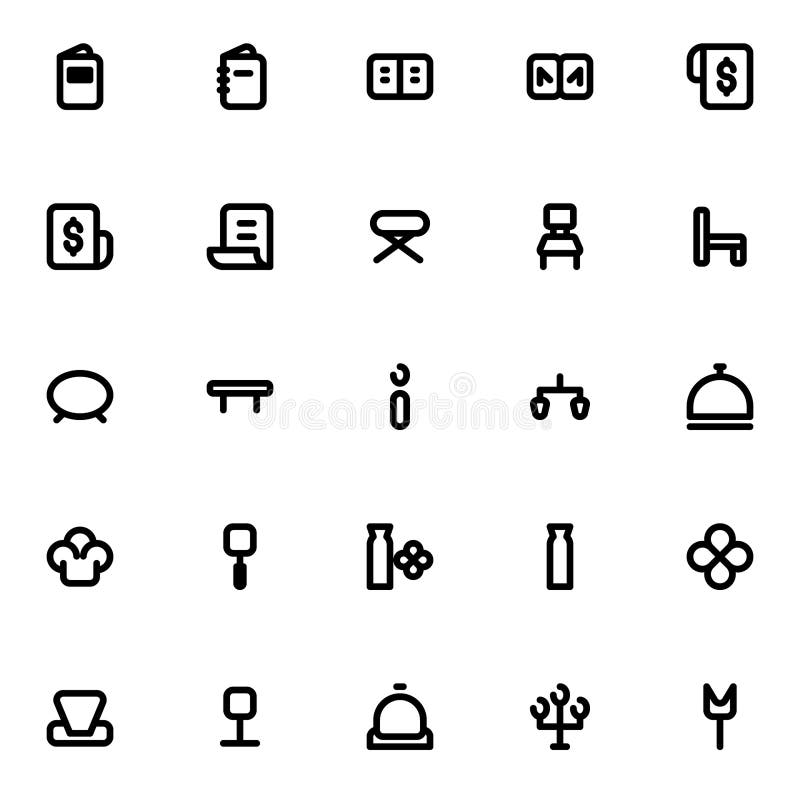 Simple and Clear Line Icons for Restaurant and Food UI Stock Vector ...