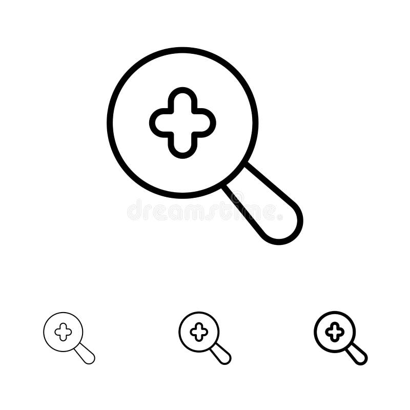 Expanded, Search, Plus Bold and Thin Black Line Icon Set Stock Vector ...