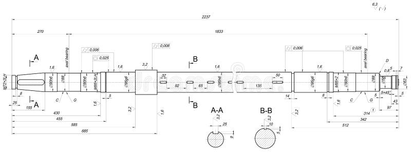 Expanded Shaft Sketch with Axel Bearing Stock Vector - Illustration of ...