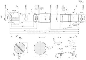 Expanded Shaft Sketch Engineering Drawing Stock Illustrations – 27 ...