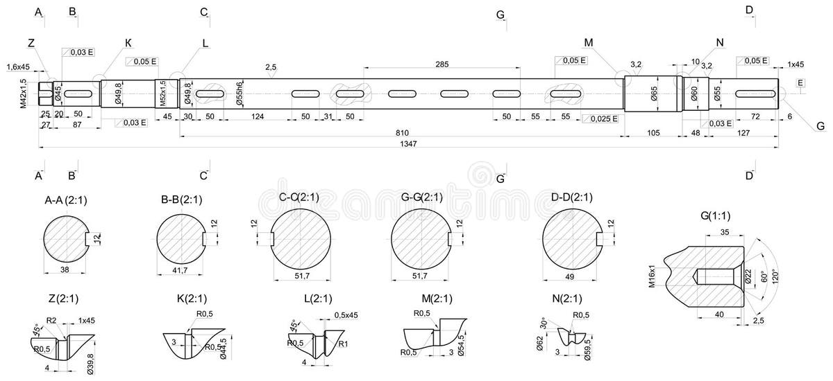 Expanded Shaft Sketch Engineering Drawing Stock Illustrations – 27 ...