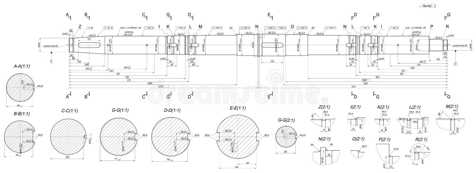 Cap Sketch with Hatching. Engineering Drawing Stock Vector ...