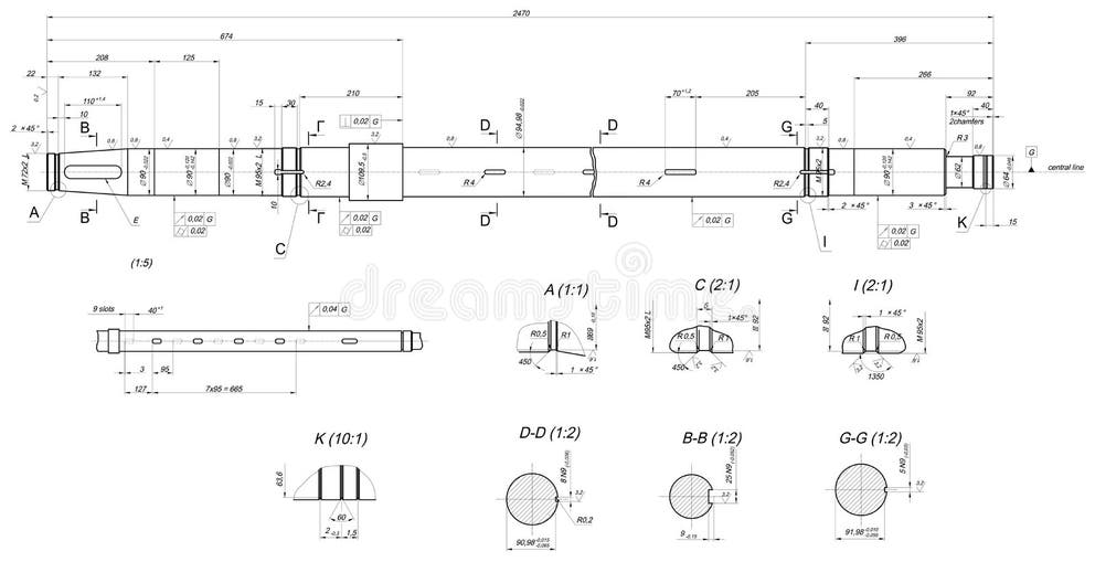 Expanded Shaft Sketch Engineering Drawing Stock Illustrations – 27 ...