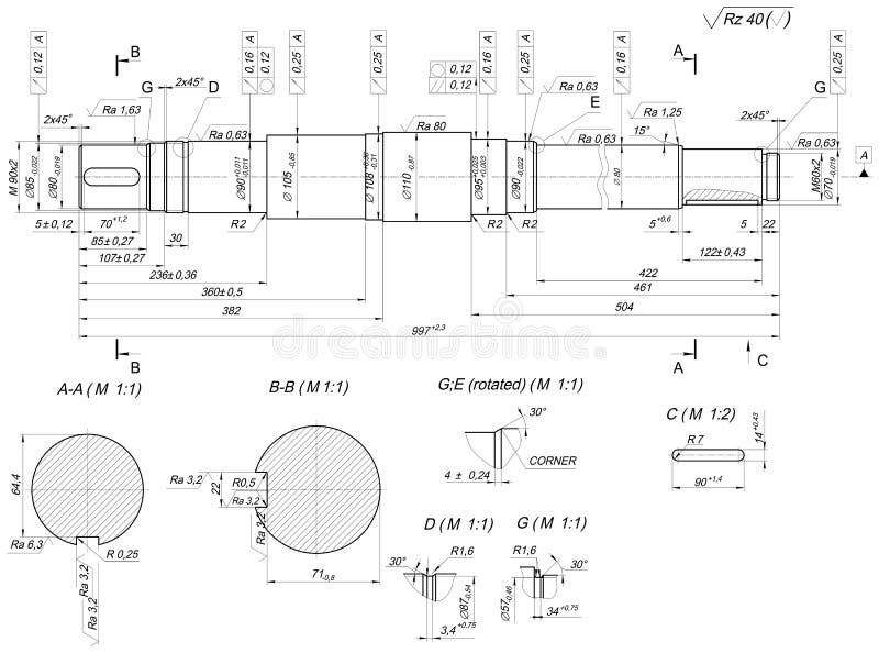 Expanded Shaft Sketch With Rotated Bar Graph Stock Vector - Image: 53265737