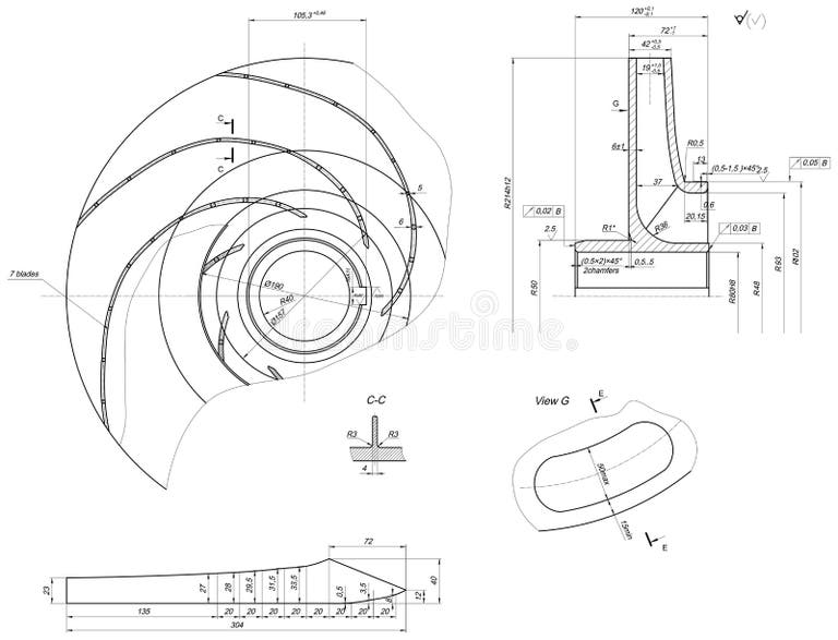 Engineering Sketch Wheel Blades Stock Illustrations – 8 Engineering ...