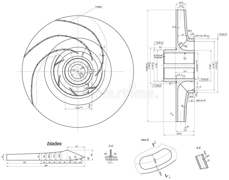 Expanded Sketch Wheel with Radius Stock Vector - Illustration of ...