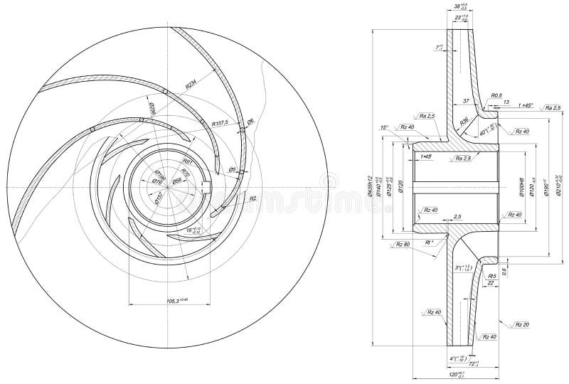 Expanded Wheel Sketch with Span and Radical Stock Vector - Illustration ...