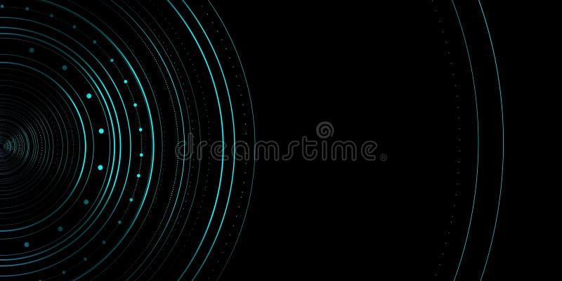 Expanding Bright Circles of Lines and Dots on a Dark Background ...