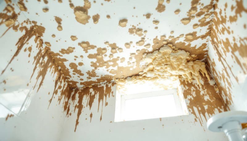 Expanding Foam on Ceiling Around Skylight in Construction Scene Stock ...
