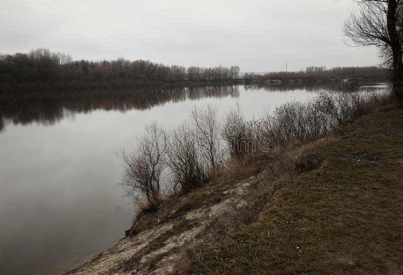 Expanse of Water on a Cloudy Cold Spring Day Stock Photo - Image of ...
