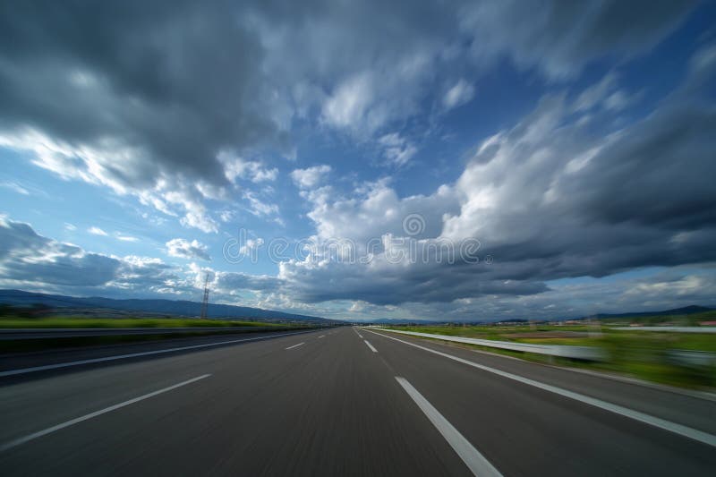 Expansion of Highway Underway Under Dramatic Skies with Shifting Cloud ...