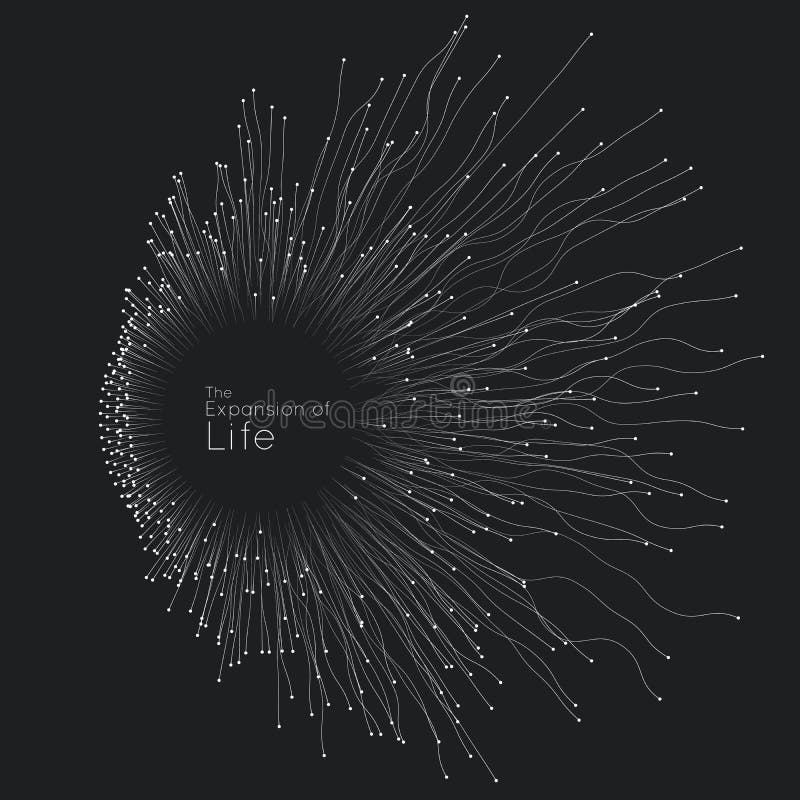 Expansion of Life. Vector Sphere Explosion Background. Small Particles ...