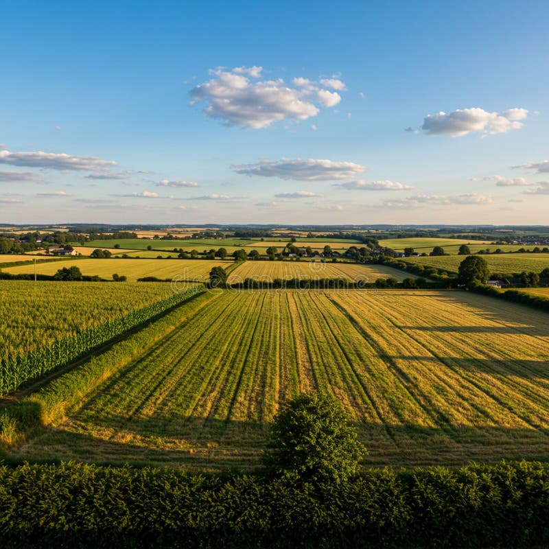 Expansive Agricultural Landscape with Neatly Divided Fields Under a ...