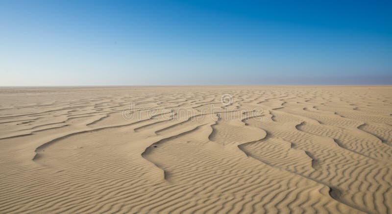 Expansive Beige Sand Dunes Under a Clear Blue Sky Stock Illustration ...