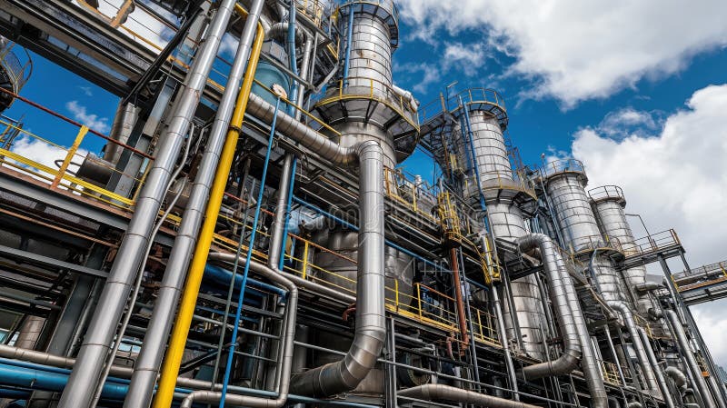 An Expansive Chemical Processing Facility Showcases Towering Structures ...