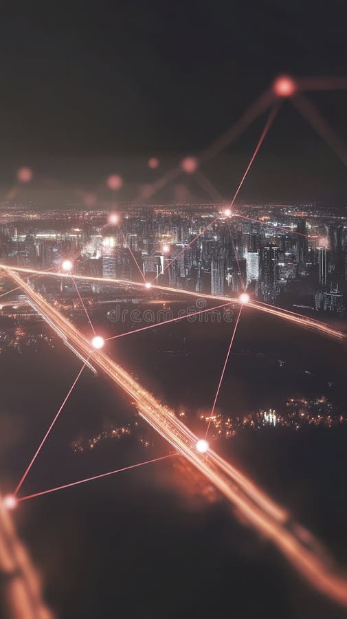 Expansive City Network with Highlighted Pathways Stock Illustration ...