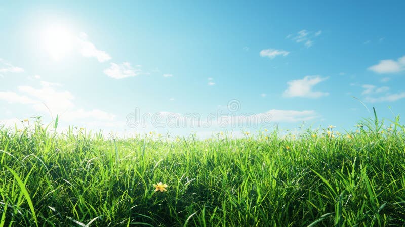 Expansive 3D Grassy Meadow stock illustration. Illustration of natural ...