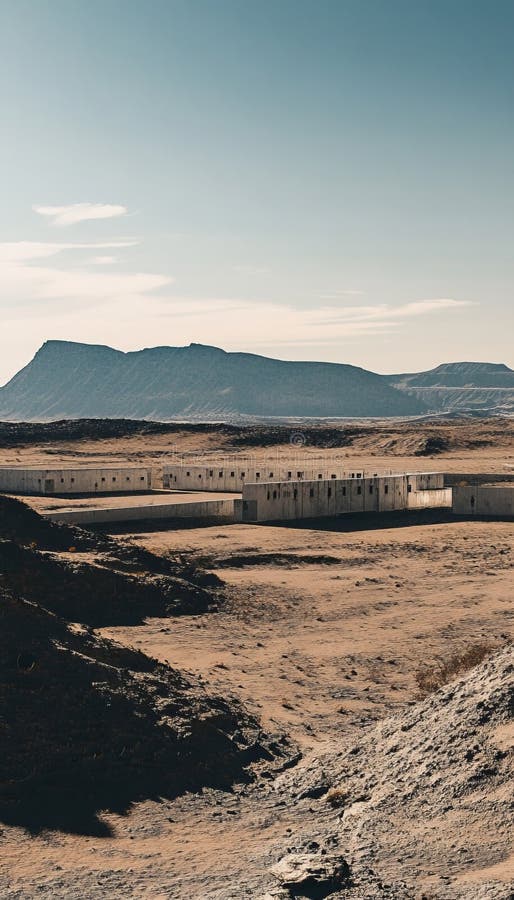 An Expansive Desert Landscape with Abandoned Data Center Structures ...