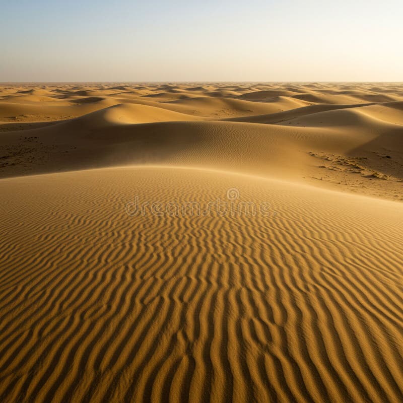 Expansive Desert Landscape Featuring Undulating Sand Dunes Under a ...