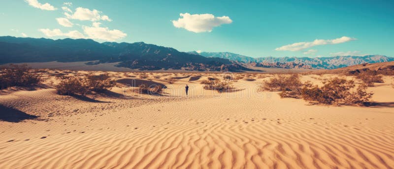 Expansive Desert Landscape with Rolling Sand Dunes and Distant ...