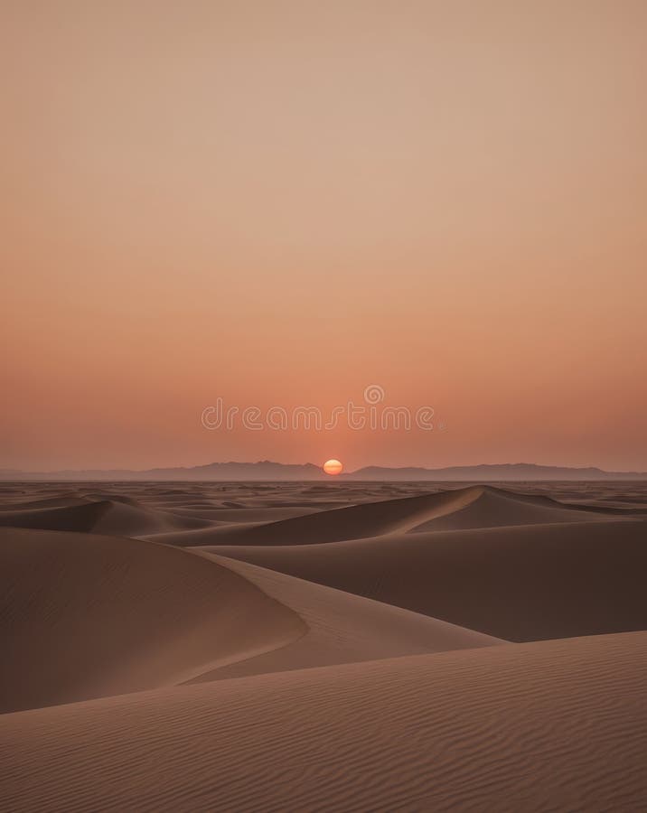 Expansive Desert Landscape at Sunset with Soft Lighting Stock Photo ...