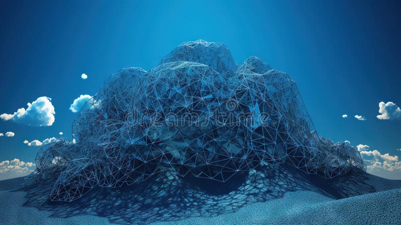 Expansive Desert Mountain Landscape Connected by Digital Mesh Network ...