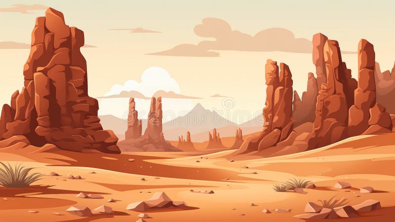 Expansive Desert with Striking Rock Formations and Eroded Structures ...