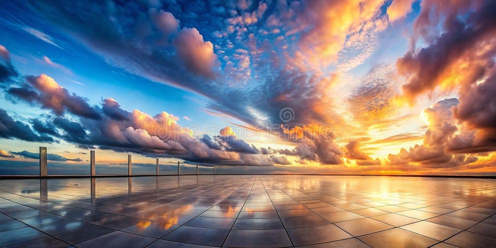 Expansive Empty Space Under a Dramatic Sky a Breathtaking Panoramic ...