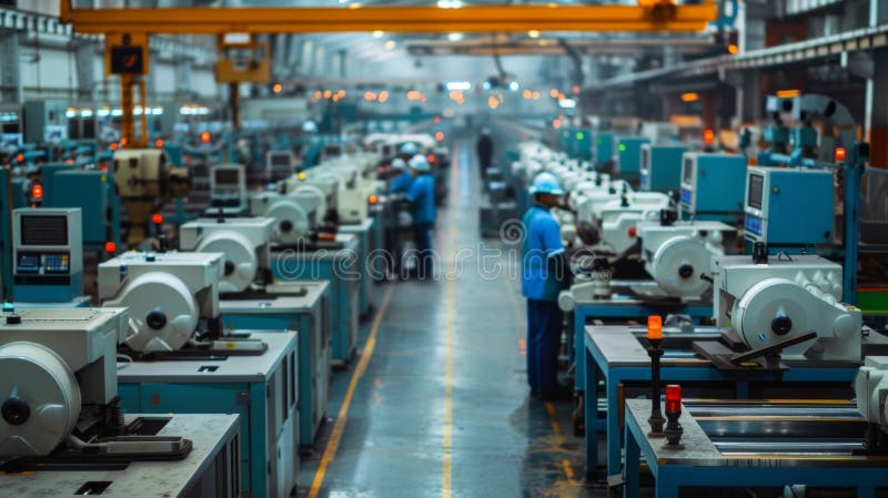 An Expansive Factory Floor Filled with Rows upon Rows of Large Hightech ...