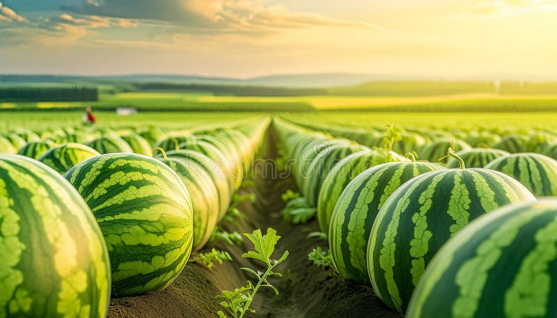 An Expansive Field Full of Ripe Watermelons Under the Summer Sunlight ...
