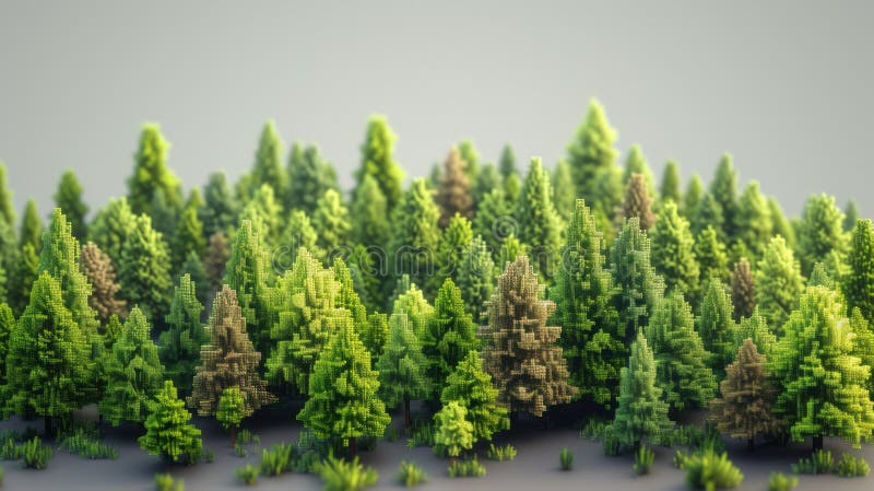 Expansive Forest Model with Varying Tree Types Stock Photo - Image of ...