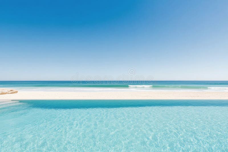 Serene Infinity Pool Overlooking Calm Ocean Waves on a Sunny Day Stock ...