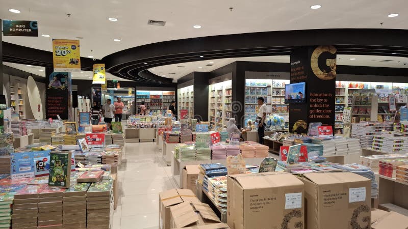 Expansive Interior of Gramedia Bookstore Showcasing a Wide Array of ...