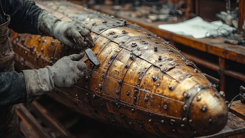 Early Airship Construction Workshop Stock Illustration - Illustration ...