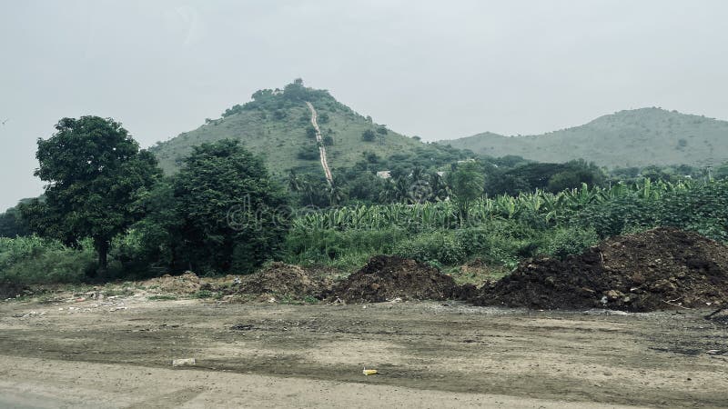 Expansive Landscape of a Mountain and Forest Land beside Road Stock ...
