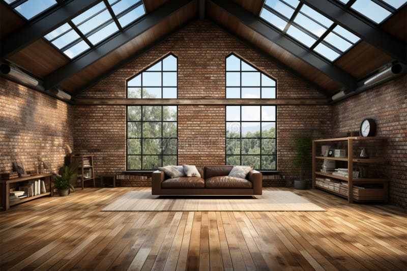 An Expansive Loft Style Room with Ample Windows, Contemporary Design ...