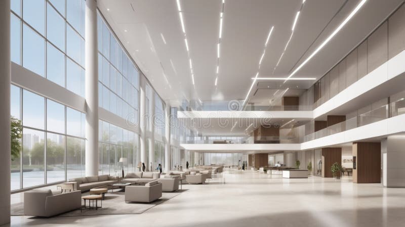 Expansive Modern Commercial Hall with Integrated LED Lighting Stock ...