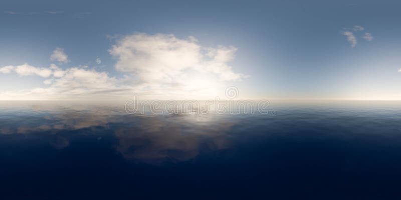 Expansive Ocean View Under Vast Sky with Towering Cumulus Cloud at Sunset 3d Render Illustration ...