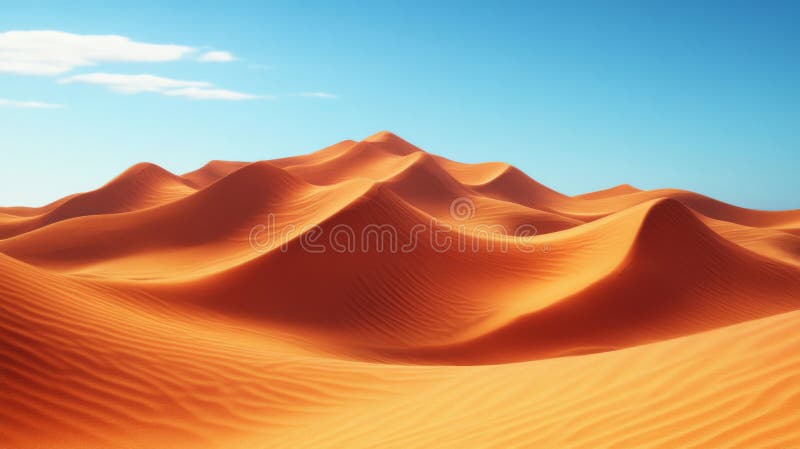 Expansive Orange Sand Dunes Under a Bright Blue Sky Stock Illustration ...