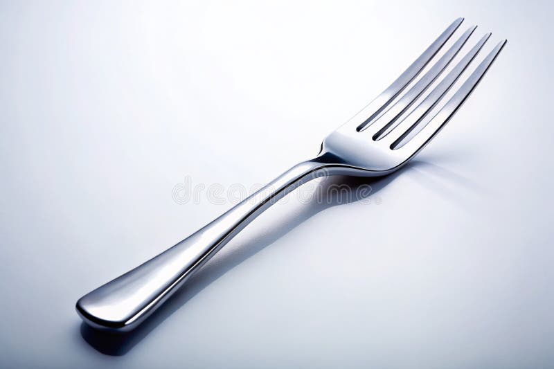 A Stunningly Detailed Panoramic View of a Single Silver Fork Against a ...