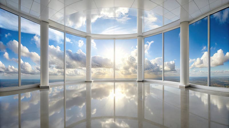 Expansive Panoramic View from a Modern High-rise Building with Floor-to ...