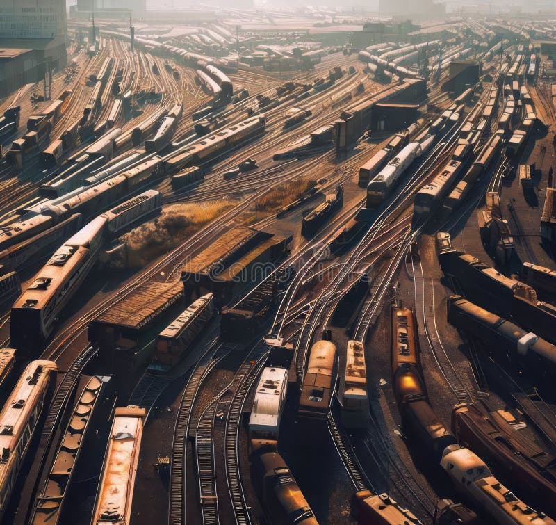 Railway Yard stock illustration. Illustration of complex - 341477124