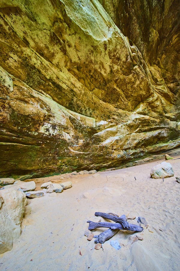 Expansive Rock Formations and Fire Pit in Fall Hocking Hills Eye-Level ...