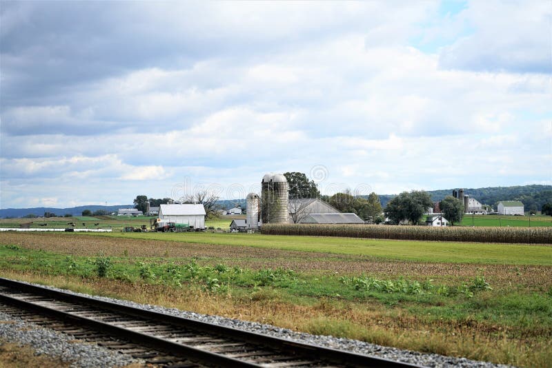 A Railroad Along the Countryside in Lancaster Pennsylvania. Stock Photo ...