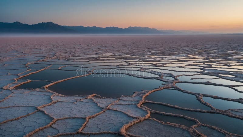 Aerial View of Salt Flats at Sunset Stock Illustration - Illustration ...
